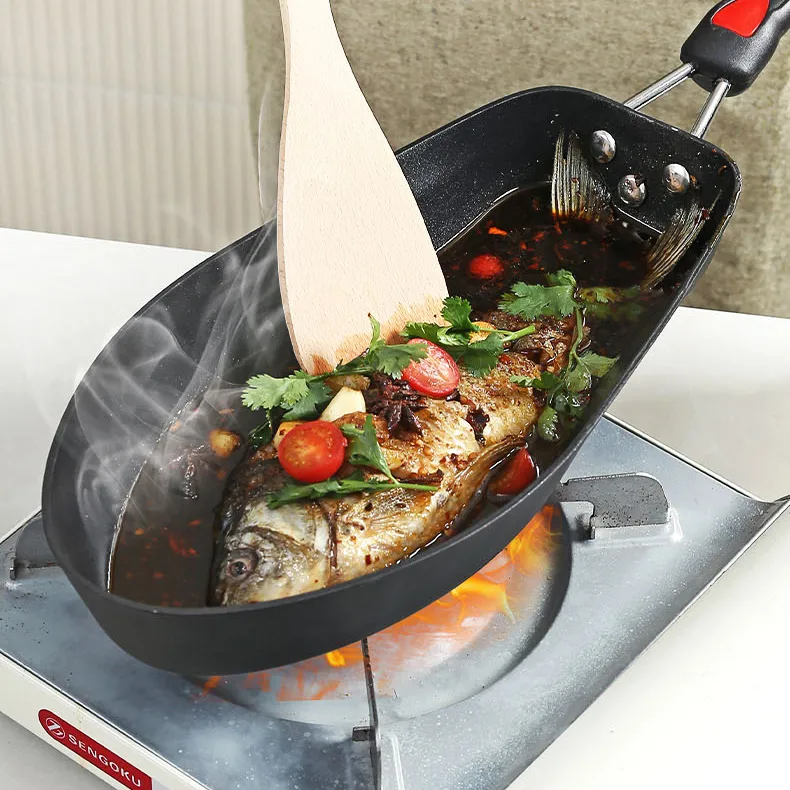 Non-Stick Fish Frying Pan for Gas Stove - Durable & Easy Clean, Perfect ...