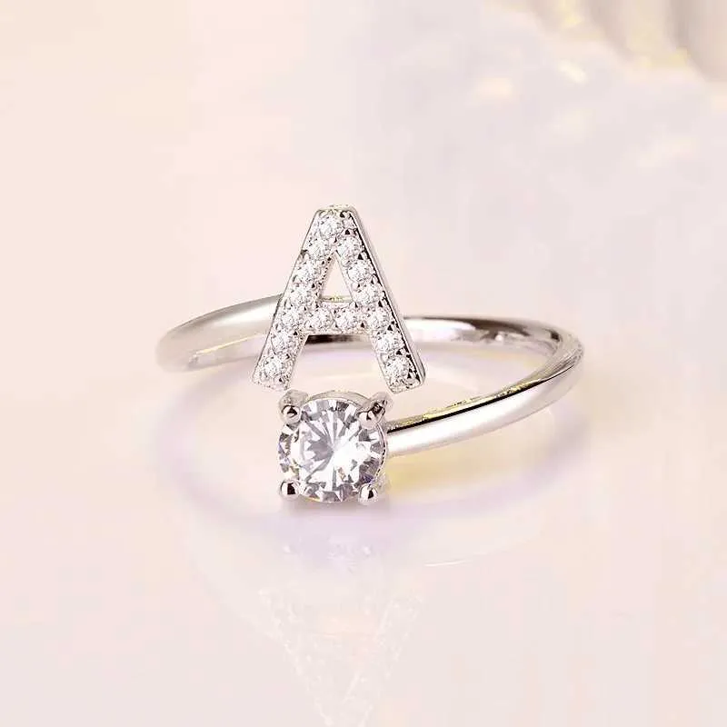 26 Alphabet Open Finger Rings - A-Z Initials Name Rings for Women ...
