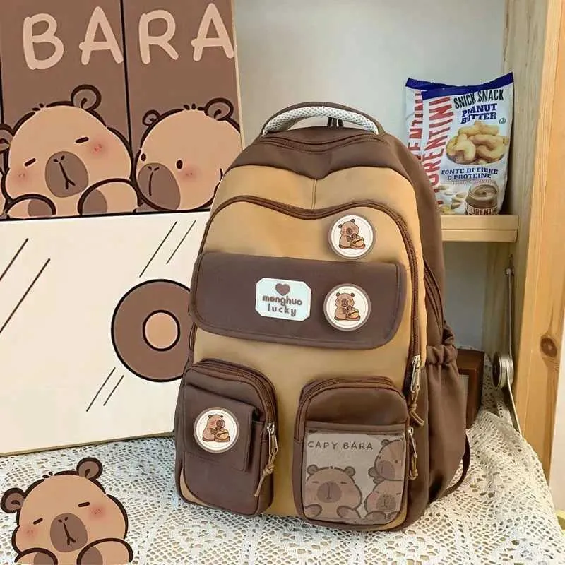 Capybara Rilakkuma Bear Backpack Cute Cartoon Animal Design With Large ...