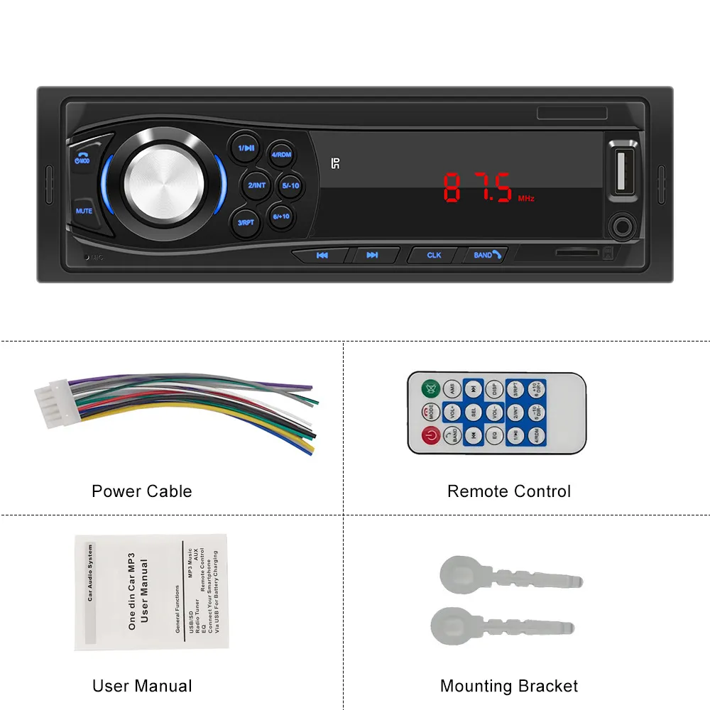 Car MP3 Player with Bluetooth, FM Radio, Colorful Backlight, Remote ...