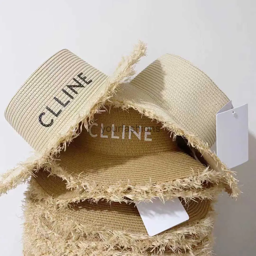 Designer Raw Edge Straw Hats Summer New Beach Fisherman Hat Pieced ...