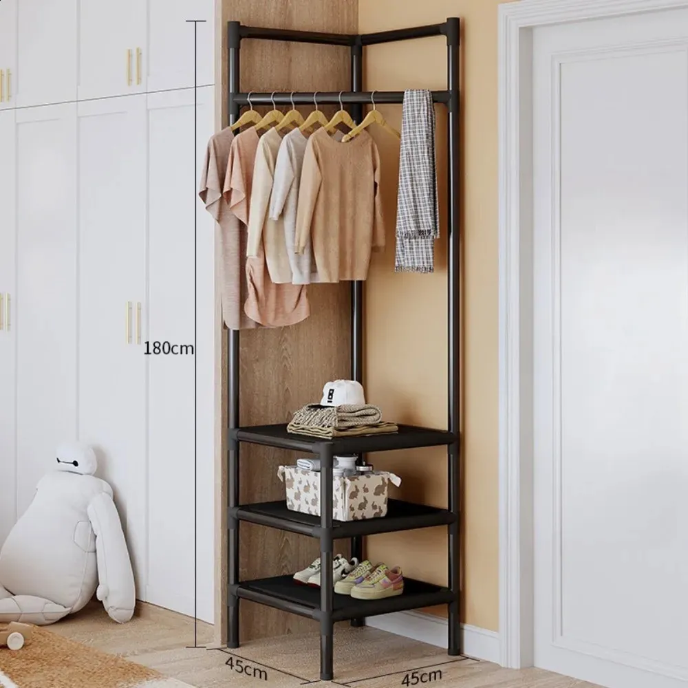 Simple Corner Coat Rack Bedroom Household Hanging Clothe Floor Standing ...