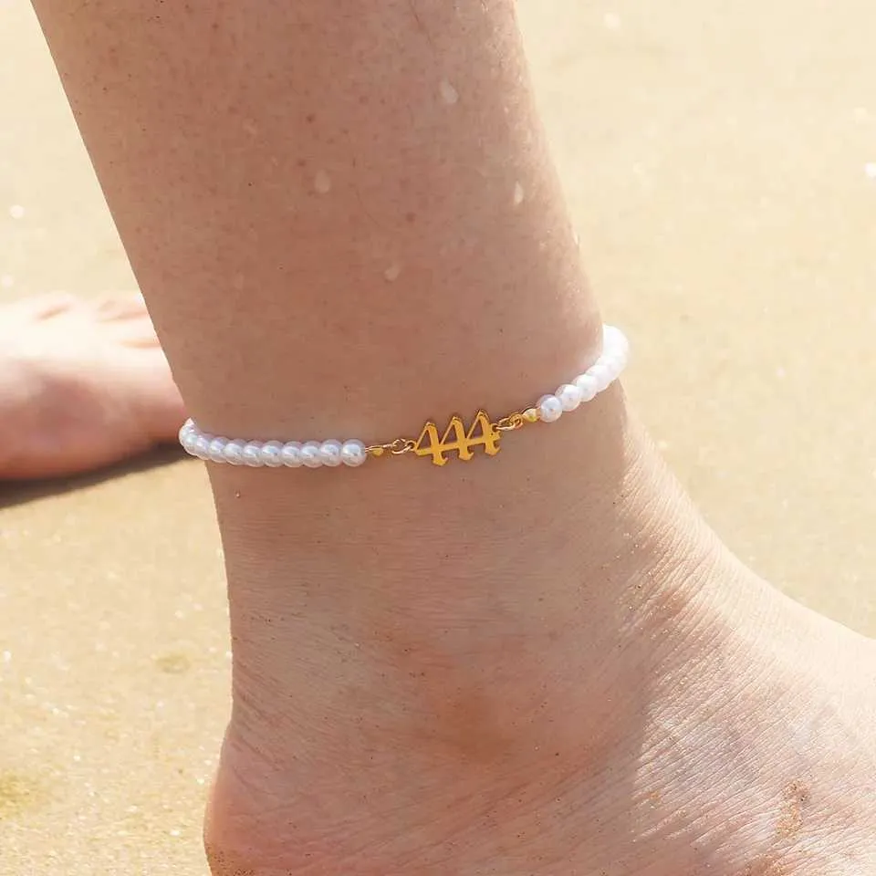 Angel Number Pearl Leg Dainty Pearl Bracelet For Women Perfect For Summer Beach Activities 111 999 From Oriental bell1 8.39 DHgate.Com