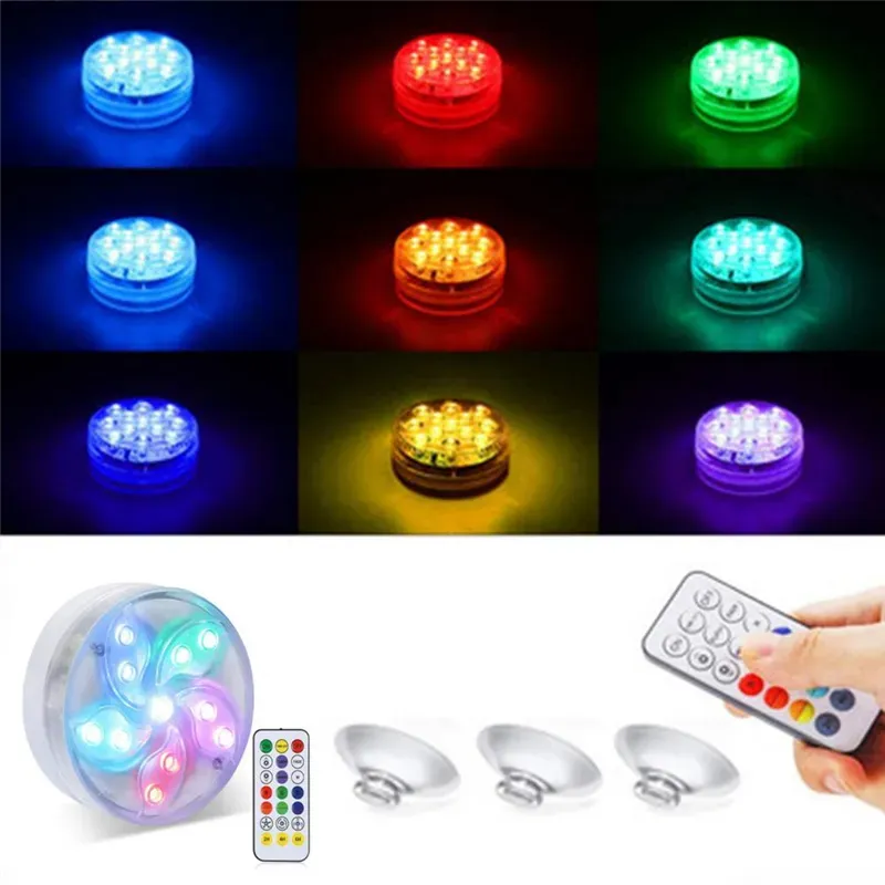Submersible LED Night Light - IP68 Waterproof, Battery Operated, Remote ...