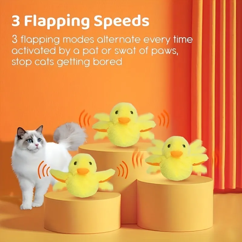 Interactive Flapping Duck Cat Toy - Rechargeable, Quacking, Plush ...