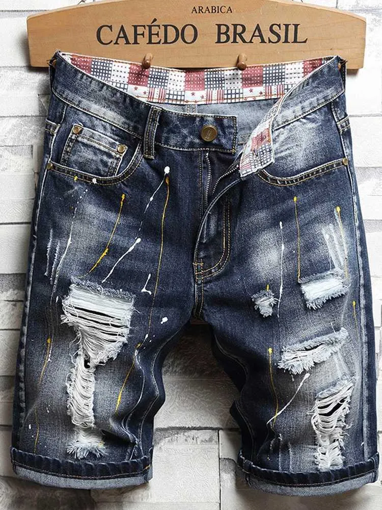 Distressed Denim Shorts for Men - Ripped Patchwork Raggedy Beggar Style ...