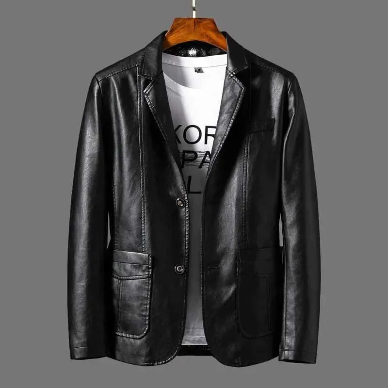 Simple Mens Leather Jacket: Slim Fit Biker Style Motorcycle Coat from ...