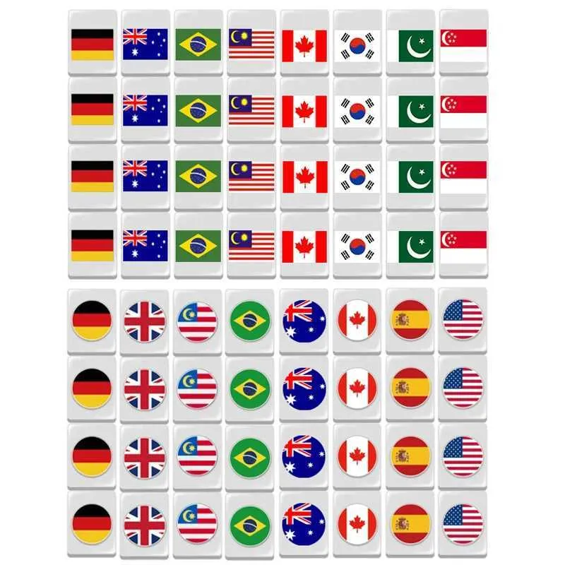 Mahjong Tile Game Set 48/64 Flags, 1/2 Player Fun, Parent & Child Party ...