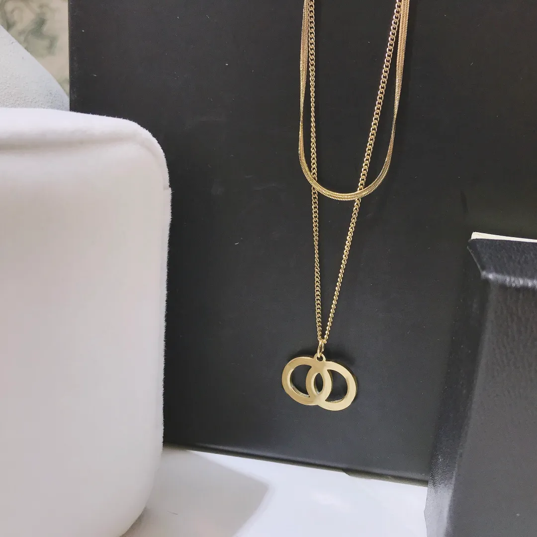 Luxury Charm Letter Pendant Heart Design Unisex Long Link Chain Gold ...