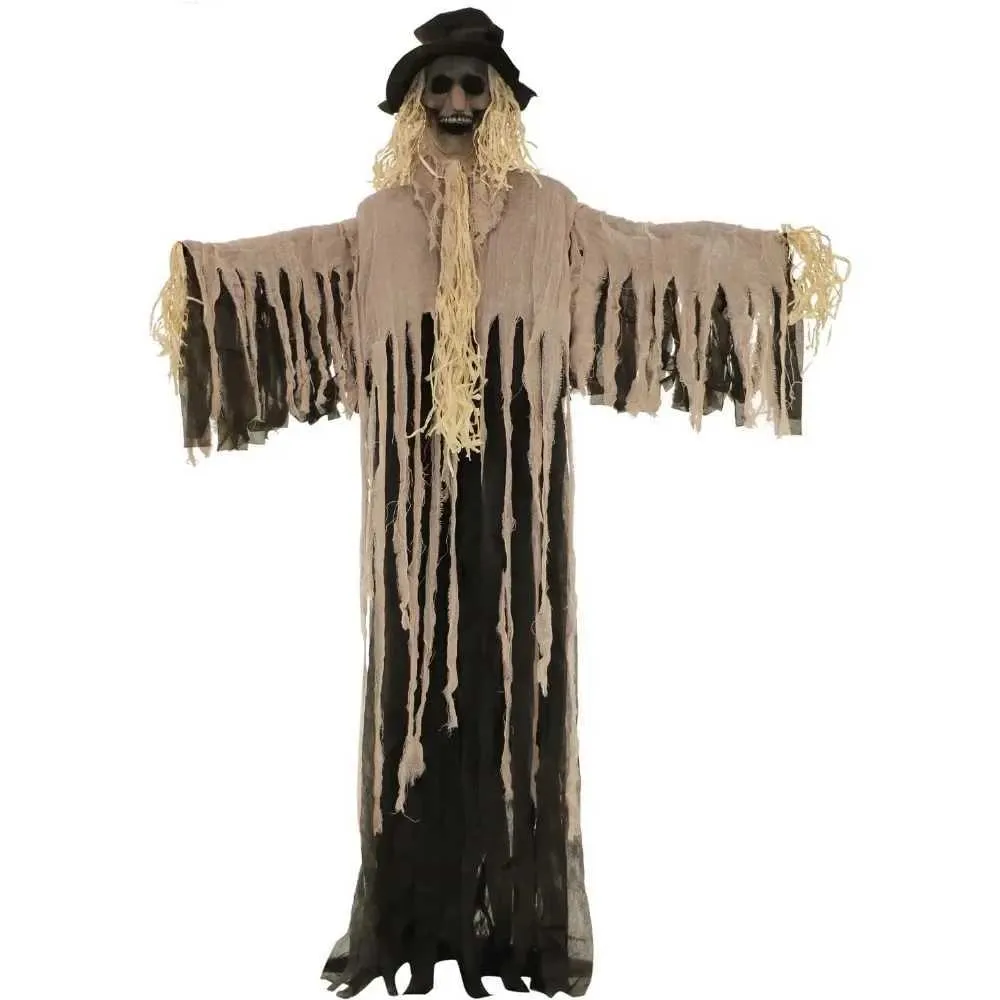 Creepy Halloween Props: 6 Ft. Standing Scarecrow Decoration Foldable ...