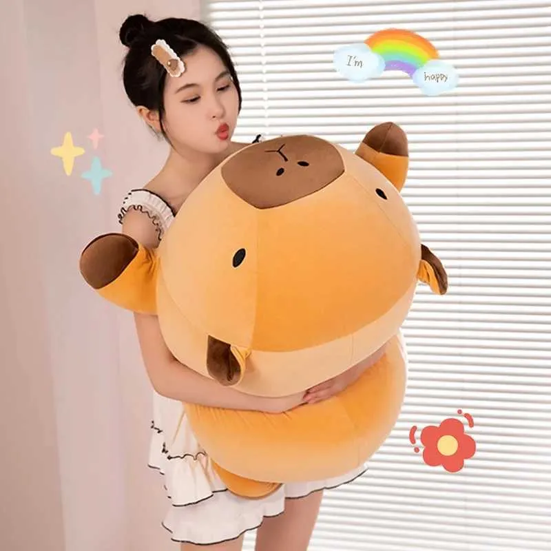 Fatty Long Capybara Plush Pillow Stuffed Round Kawaii Standing Brown ...
