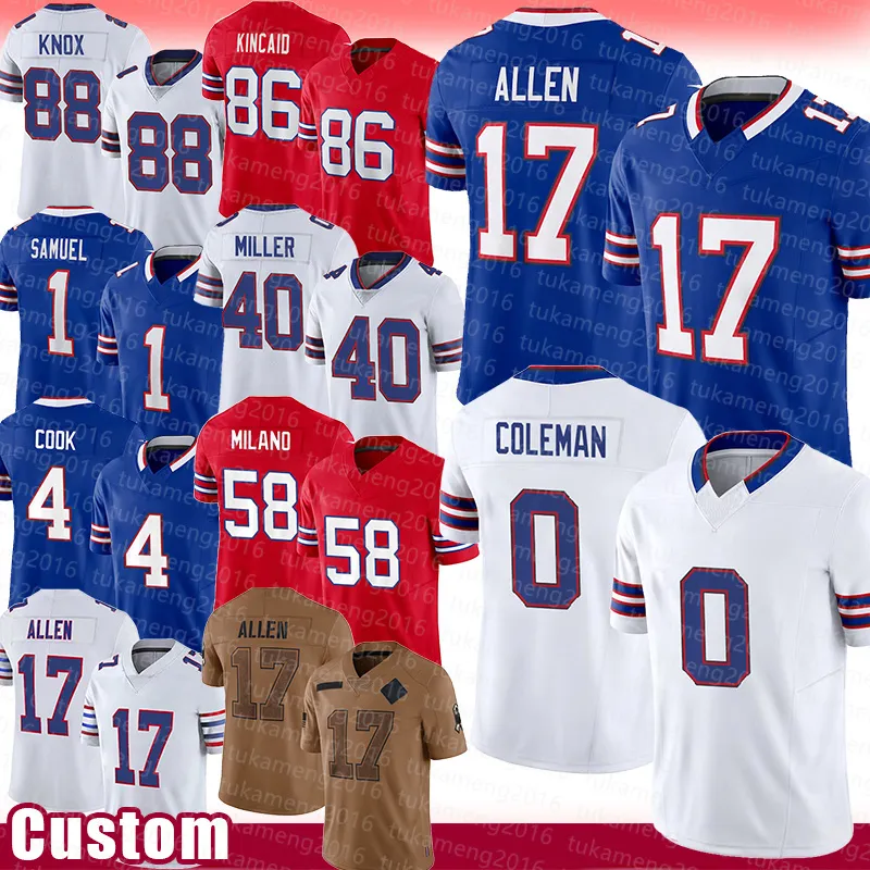 NFL Football Jerseys - Allen, Dawson, Knox, Kincaid, Samuel, Miller ...