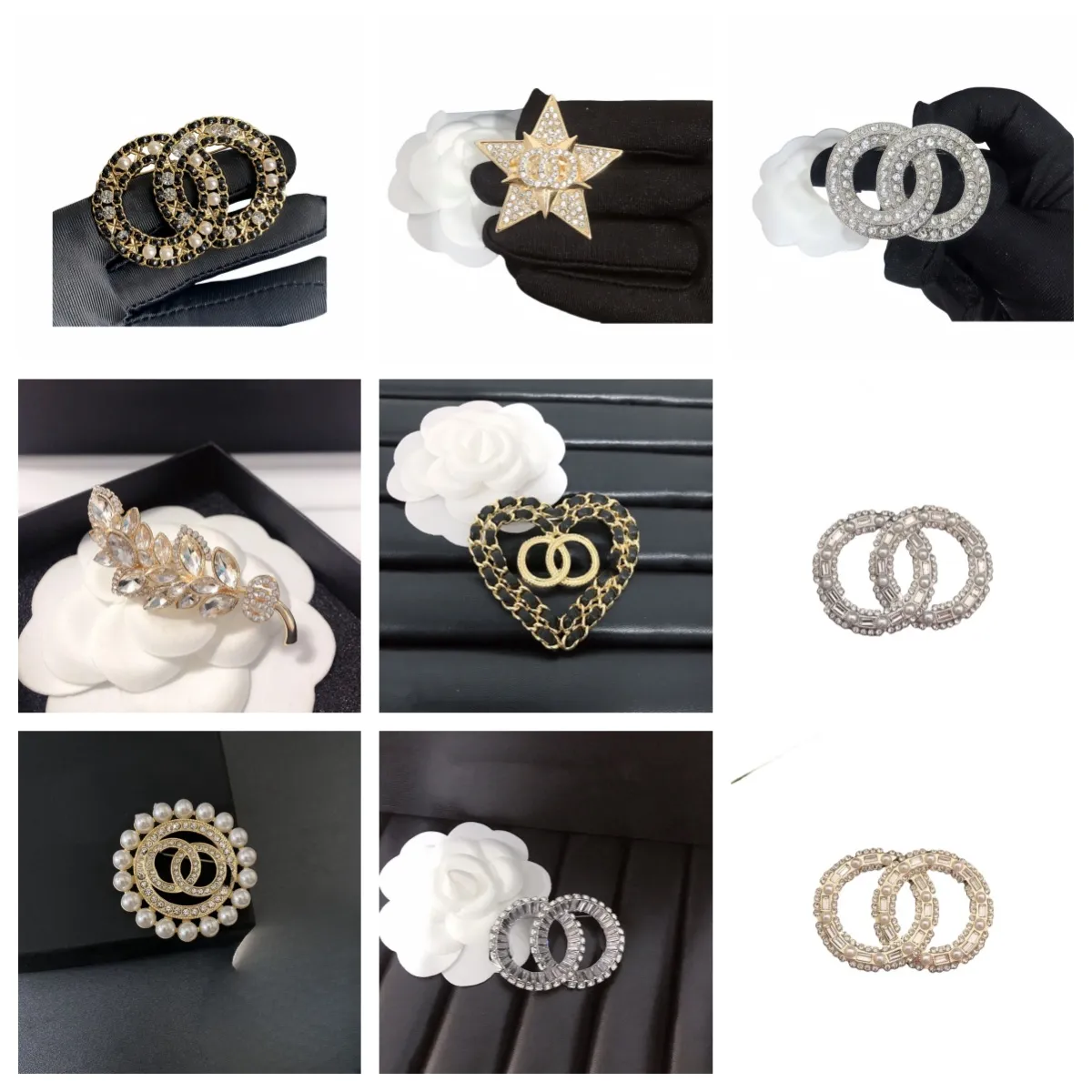 Designer Brooches For Women Luxury Rhinestone Crystal Pearl Pins Metal ...
