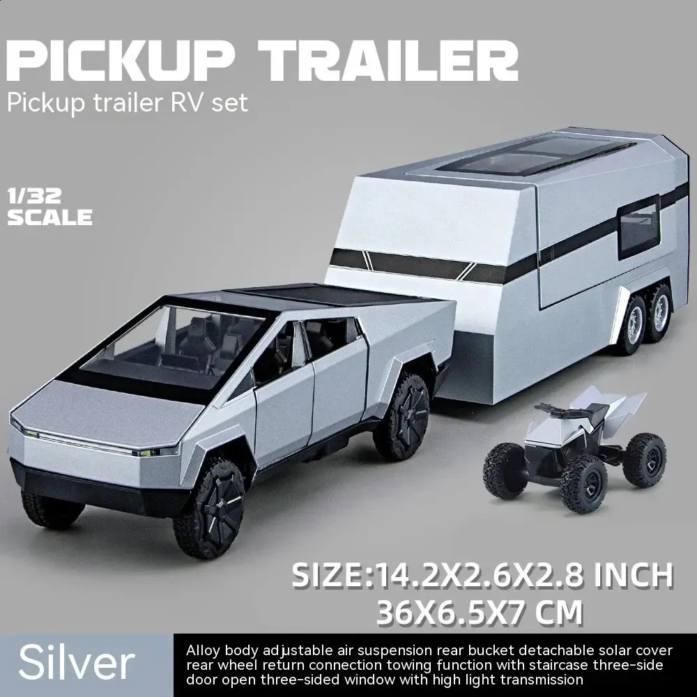 1:32 Cybertruck Model Silver Pickup Truck Diecast Metal Toy Car with ...