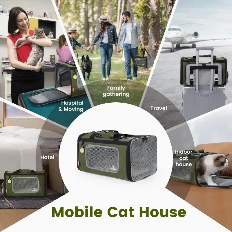 TSA Approved Premium Collapsible Cat Carrier: Soft-Sided, Foldable Pet ...