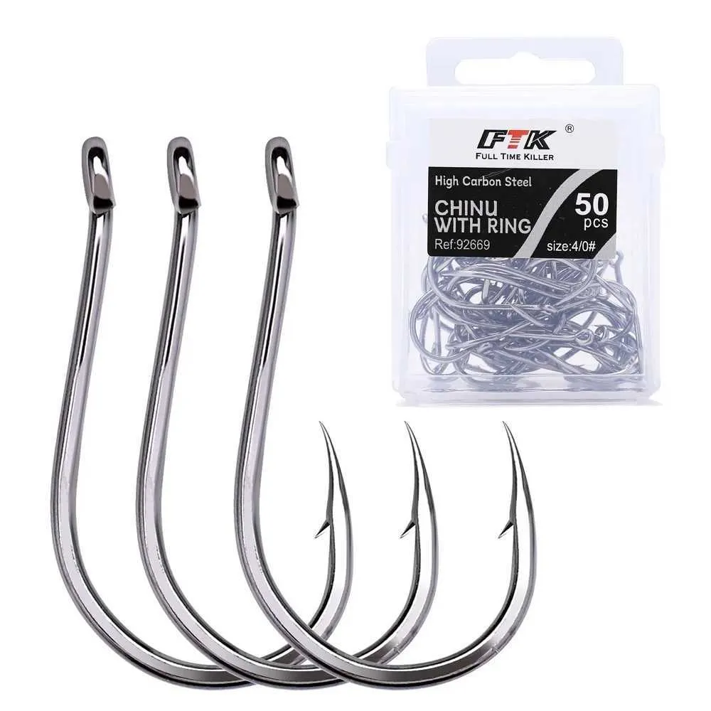 50 High Carbon Steel Fishing Hooks: Barbed Carp Fishhooks For Freshwater Fishing, Sizes 5/0# 7 ...