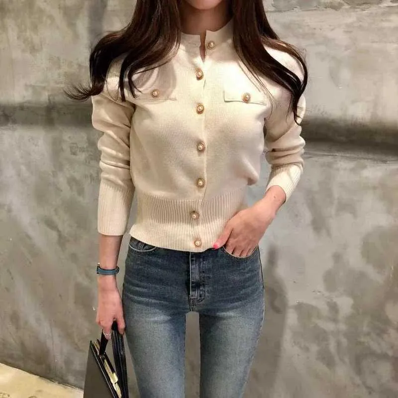Autumn Long Sleeve Women Cardigans Sweater Knitted Coat Casual Single ...