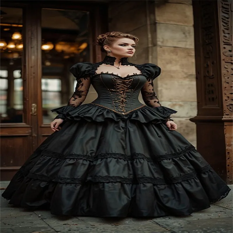 Victorian Gothic wedding attendee dress with Ruffles...