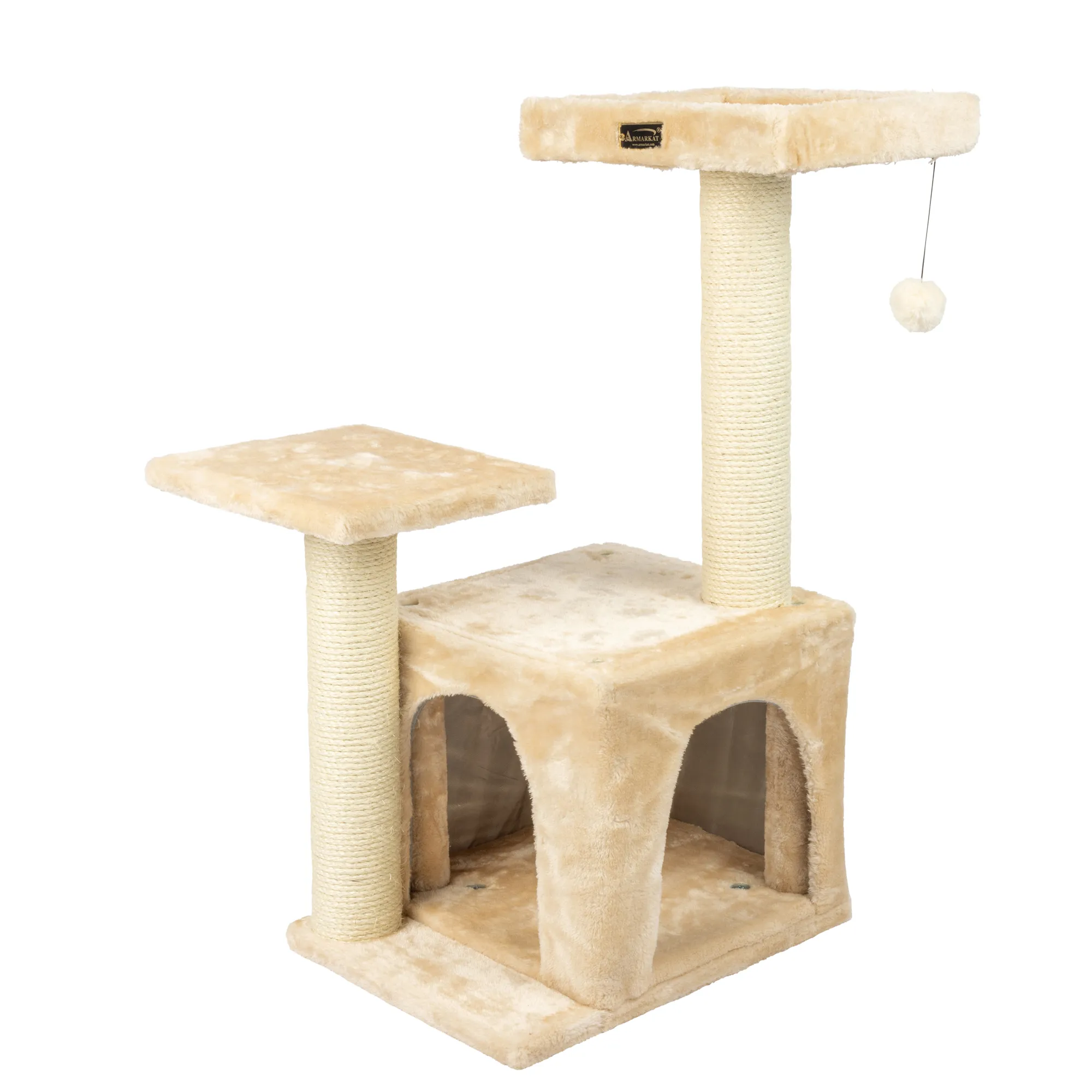 32-Inch Real Wood Cat Tree: Premium Quality, Natural Sisal Scratching ...