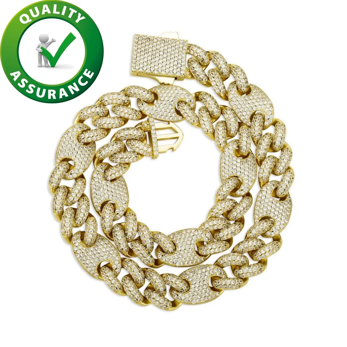 Luxury 16MM Iced Out Cuban Custom Cuban Chain Necklace For Men 14K Gold ...