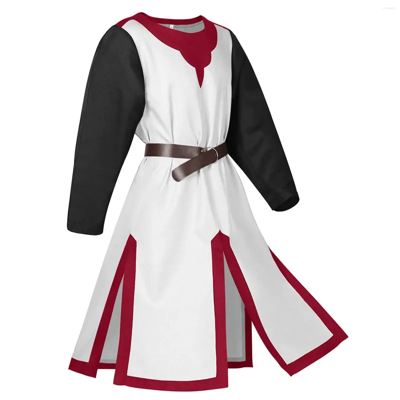 Men's Medieval Templar Knight Jacket - Long Sleeve Tunic Coat with Belt ...
