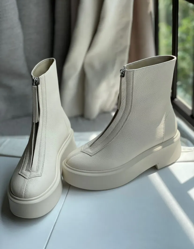 Luxury Designer White Leather Ankle Chelsea White Leather Luxury Designer White Leather Ankle Chelsea White Leather