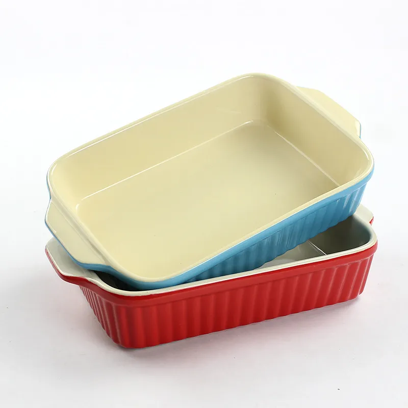 Ceramic Rectangular Baking Dishes with Handles for Oven Use, Ceramic ...