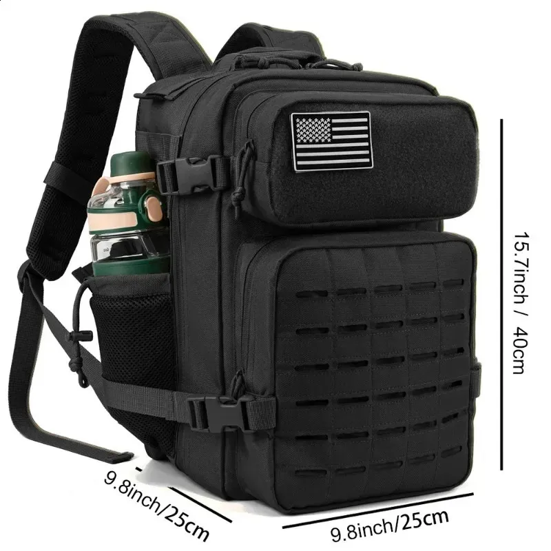 25L Tactical Backpack for Men & Women - Water Bottle Holder, Gym Bag ...