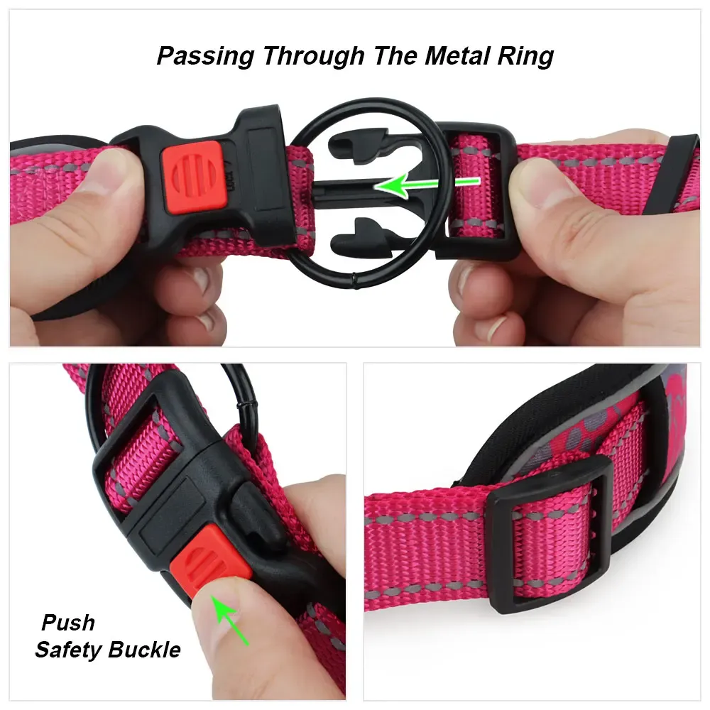 Reflective Dog Collar Soft Padded Breathable Polyester Blends ...