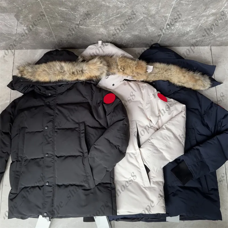 Luxury Canadian Puffer Jacket For Men With Real Wolf Fur, Hooded ...