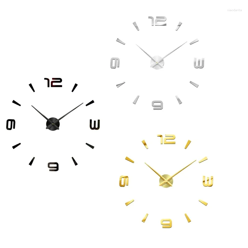 3D Frameless Wall Clocks Homesense Kit With Mirror Sticker Large, Non ...