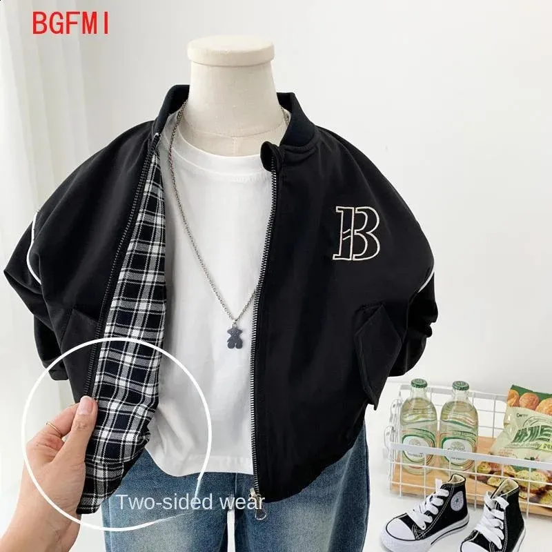Boys Reversible Baseball Jacket - Casual Double-Sided Spring & Fall ...