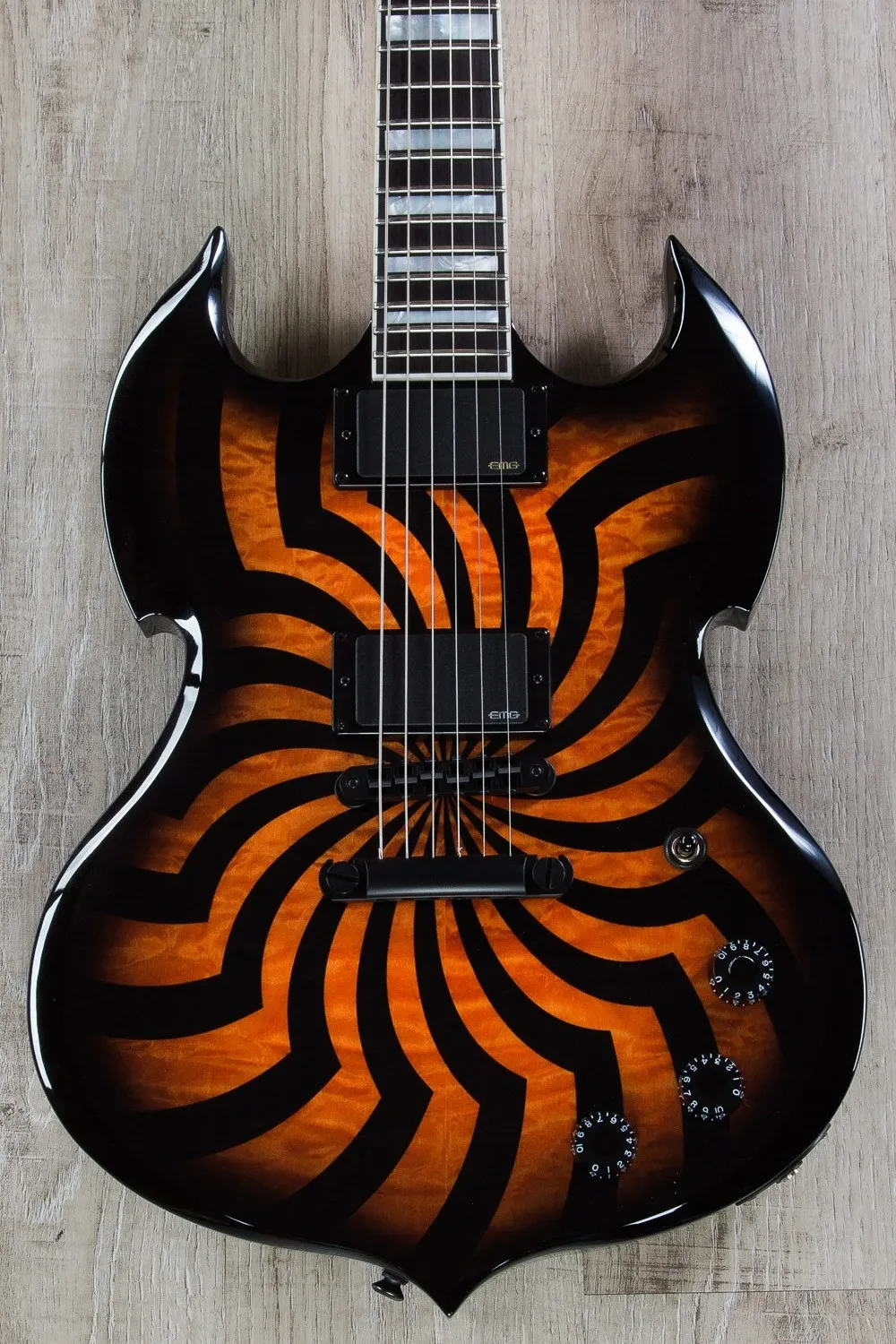 Custom Wylde Audio Barbarian HellFire Orange Black Buzzsaw Hollow Body ...