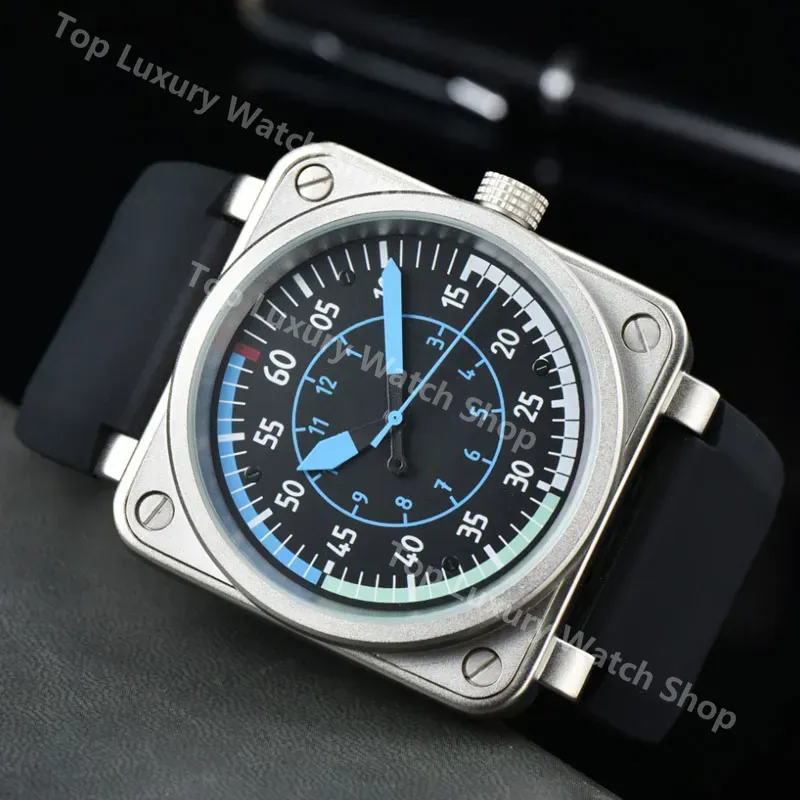 Men's Automatic Watch, Square Dial, Rubber Strap: Mechanical Timepiece ...
