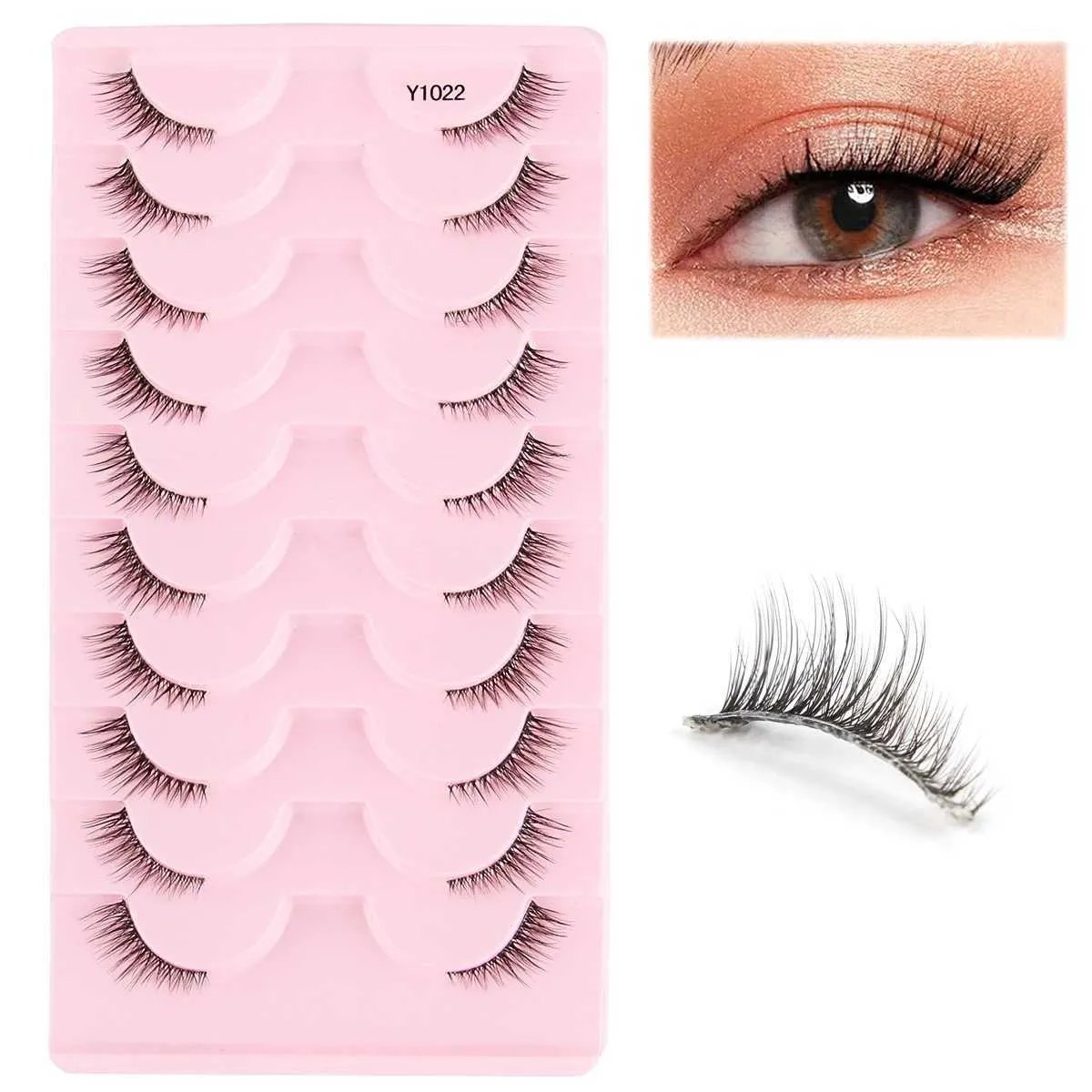 False Eyelashes 3/10 Half False Eyelash Eye End Extension Wispy Cat Eye ...