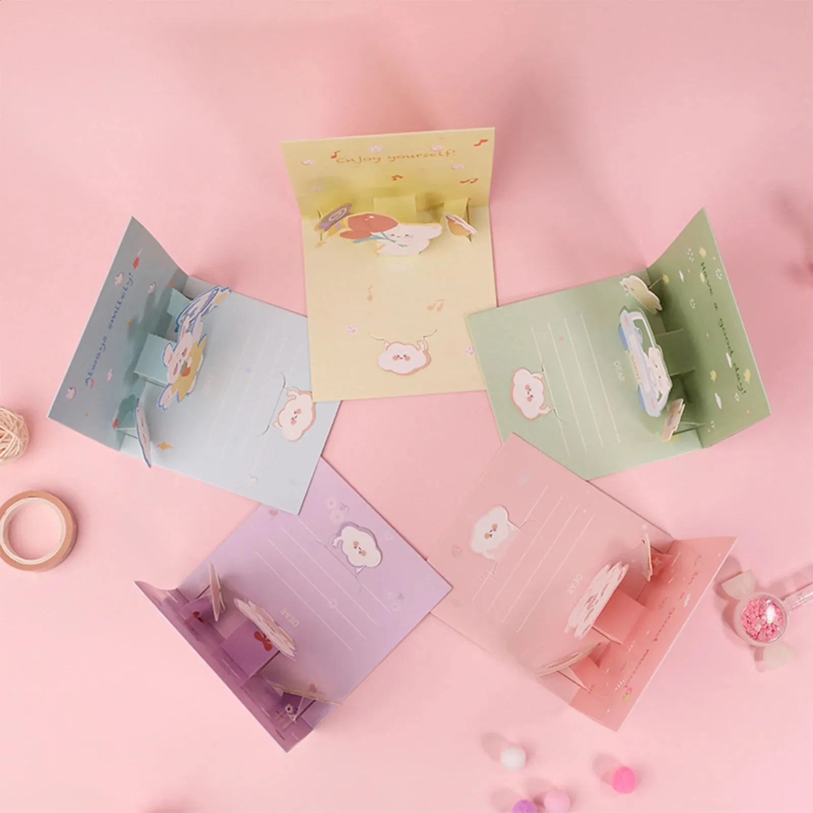 Cute 3D Card Pop Up Anniversary Paper Information Birthday Cartoon ...