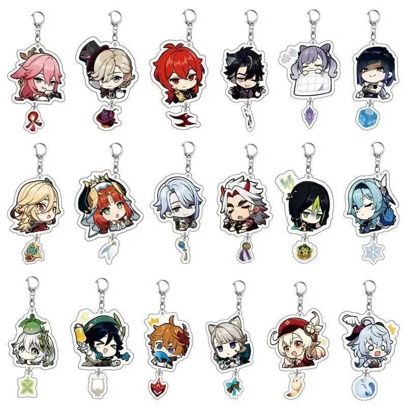 Anime Game Keychains Genshin Impact Arlecchino Navia Acrylic Pendant ...