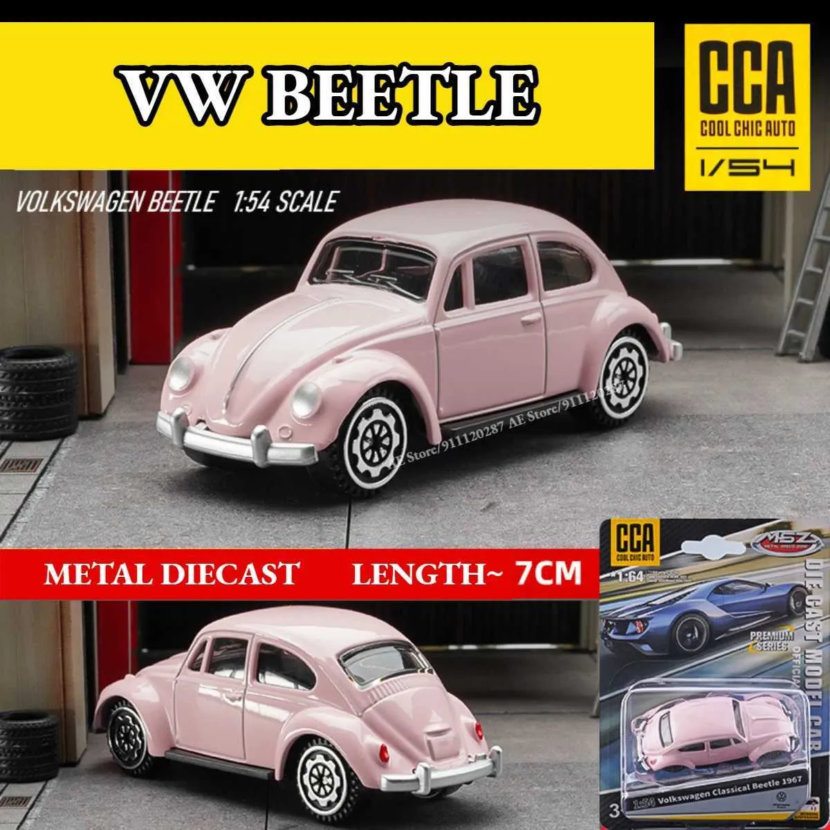 1/64 Scale Diecast Metal Rover Mini Cooper Model VOLKSWAGEN BEETLE PINK ...