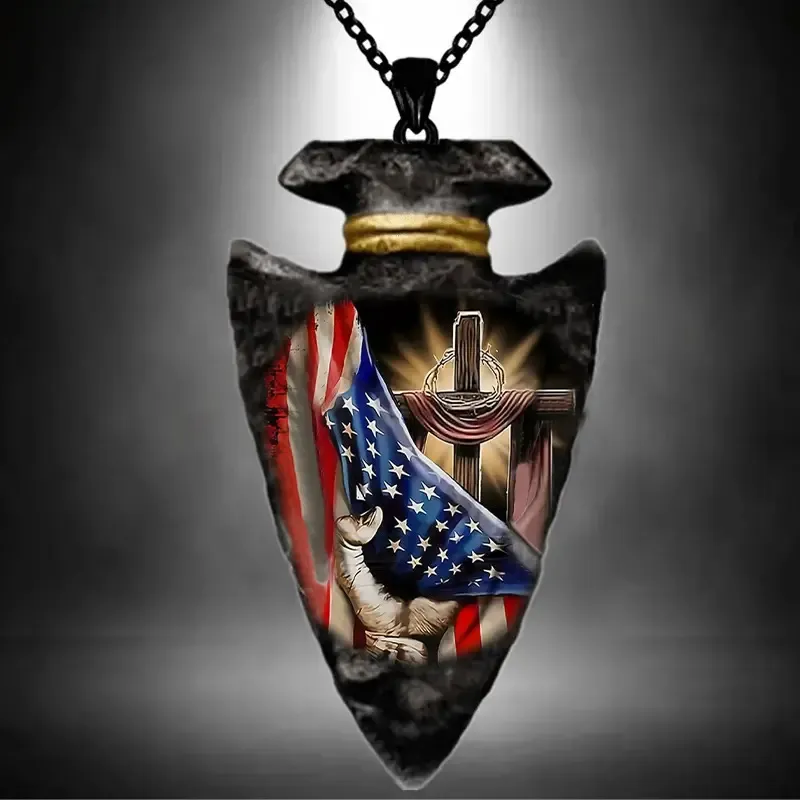 Black Inverted Triangle Pendant Necklace for Men - Hip Hop Cross ...