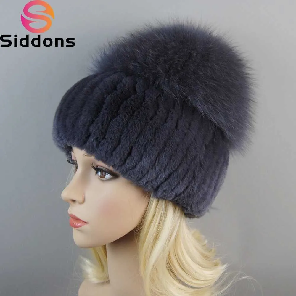 New Winter Outdoor Womens True Rex Rabbit Fur Leather Hat Used for ...