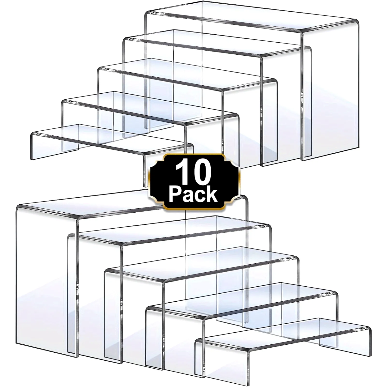 Large Risers 5/Shelf Clear Riser Stands Display Set Acrylic Shees 1 3 4 ...