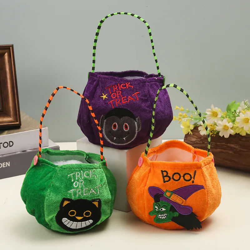 Halloween Pumpkin Ghost Party Handheld Skeleton Face Candy Bags for ...