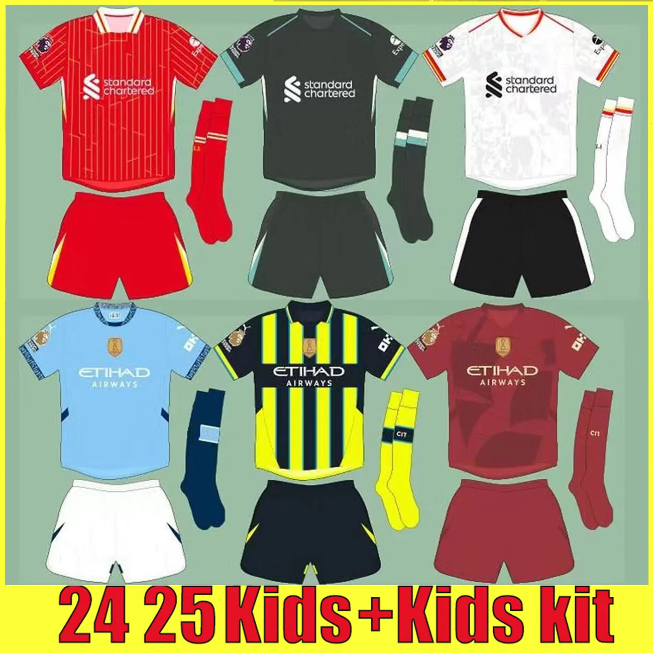 Customized Youth Football Kits M.Salah, SZOBOSZLAI, CHIESA, MAC ...