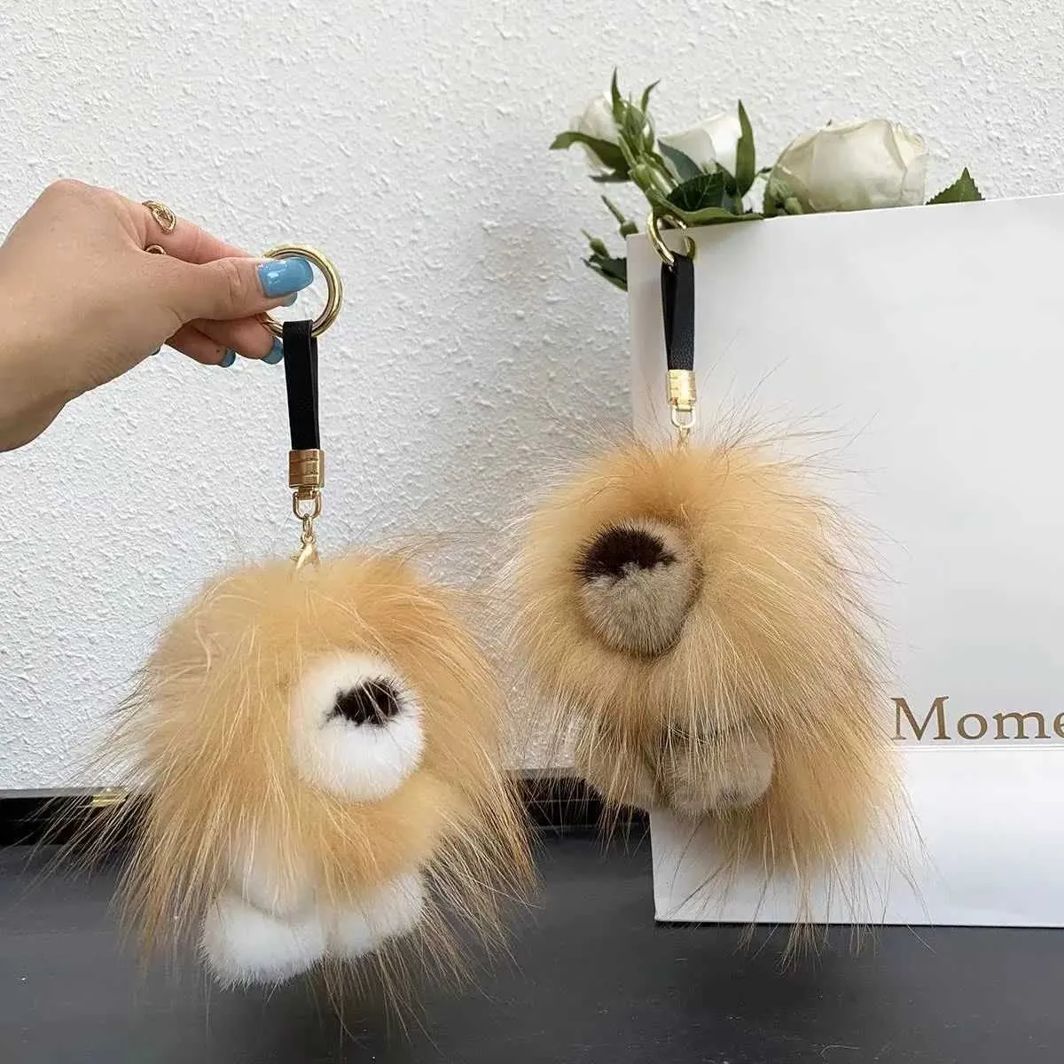 Plush Lion Keychain with Mink Fur - Cute Bag Charm, Car Decor, Gift for ...