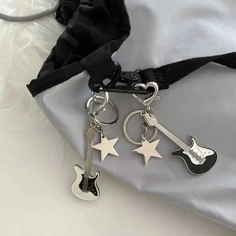 Rockstar Guitar Heart Keychain - Green Red Punk Style Pendant for Men ...