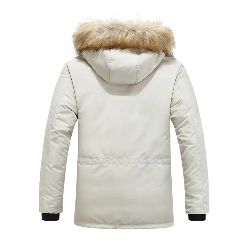 Wool Winter Fur Hooded Parka for Men, Duck Down Snow Jacket, Windproof ...