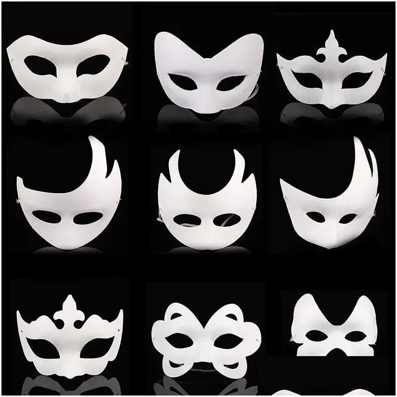 DIY White Blank Masquerade Masks Bulk Unpainted Face, Plain/Blank Paper ...
