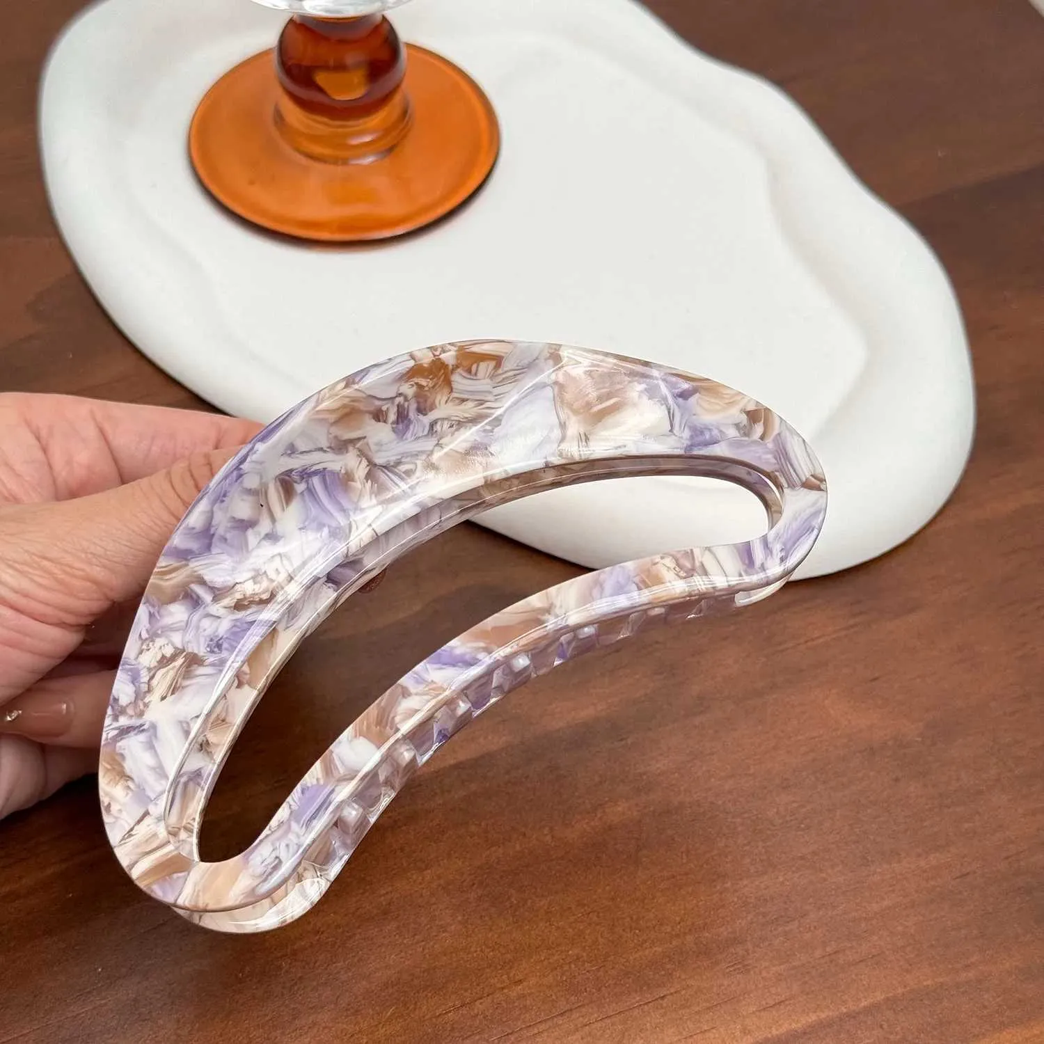 Geometric Hollow Moon Hair Claw Clips - 24 Pack Large Acetate Hairpins ...