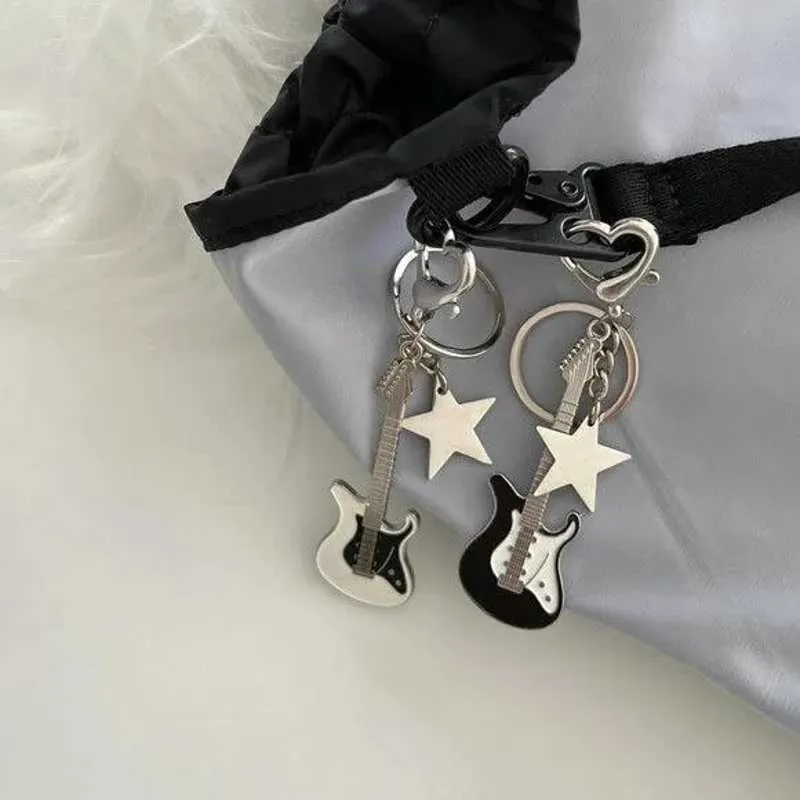 Rockstar Guitar Heart Keychain - Green Red Punk Style Pendant for Men ...