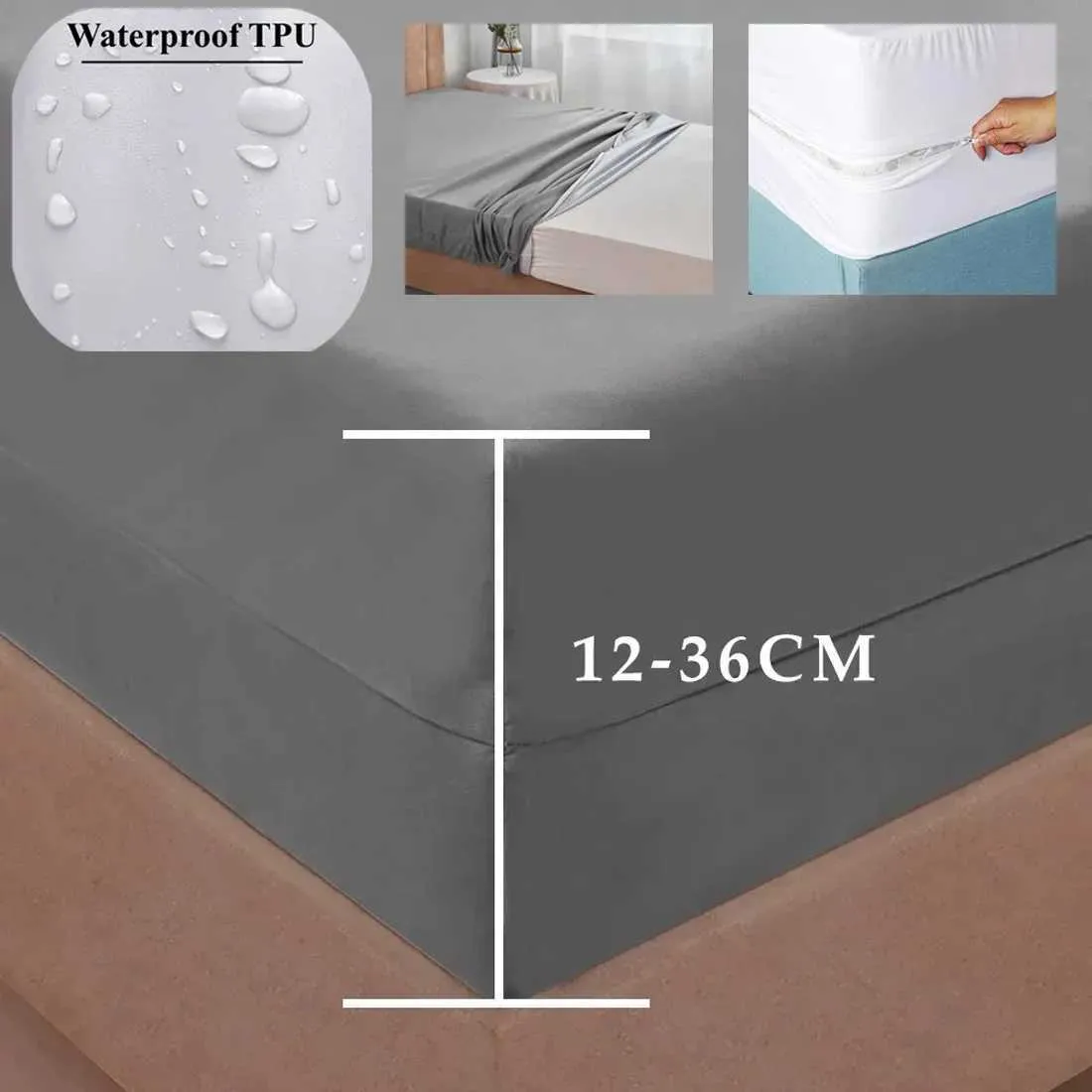 Waterproof 6 Sided Mattress Cover With Zipper And Dust Bad Patch Ideal ...